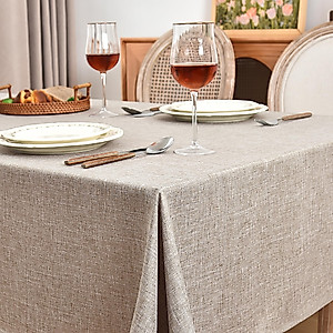 Fitable Nature Faux Linen Tablecloths Rectangle 60 x 84 Inch - 2 Pack Neutral Table Clothes for 4-6 Foot Tables, Wrinkle-Proof Faux Burlap Table Cover for Dining, Farmhouse, Outdoor Picnic, Camping