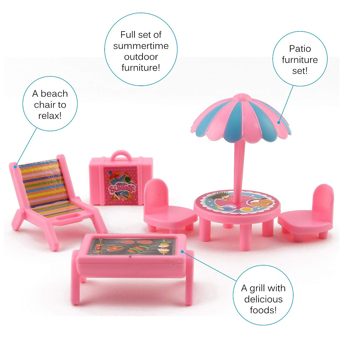 Vokodo Picnic Adventure Van With Doll Figurine Includes Slide Patio Furniture And Wardrobe Kids Pretend Play Party Bus Cooking Truck Kitchen Vogue Toy Fashion Car Vehicle Great Gift For Girls Children