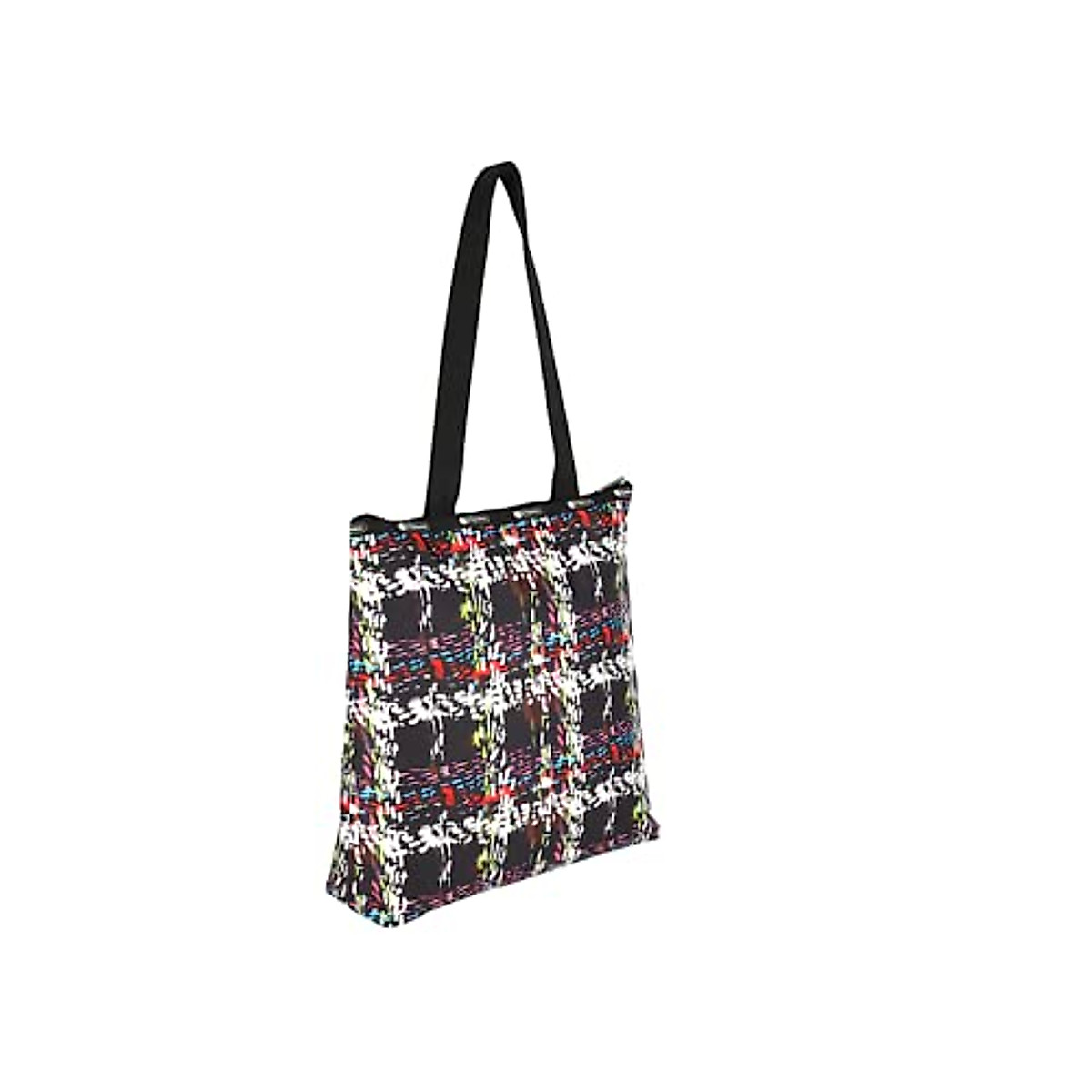 LeSportsac Running Weave Easy Magazine Tote Bag, Style 3531/Color E474, Festive & Colorful Confetti Style Abstract Printed Weave Pattern, Modern & Fun Interpretative Plaid Design