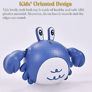 NEXTAKE Pull & Go Crab Bath Toy, Funny Crab Toy Wind-up Crab Tub Toy Bathtub Crab Toy Pull and Go Water Toy Pull String Crab Toy for Kids (Round Eyes-Blue)