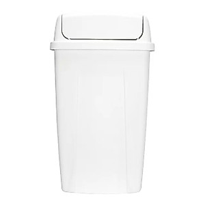 KnoRRS 13 Gallons Plastic Kitchen Swing Top Trash Can for Kitchen, Home, Bedroom, Bathroom,Office, White