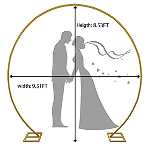 TDDFLO 9.5ft Golden Round Backdrop Stand Circle Balloon Arch Kit for Party Decoration Circle Wedding Arch Flower Ring Stand