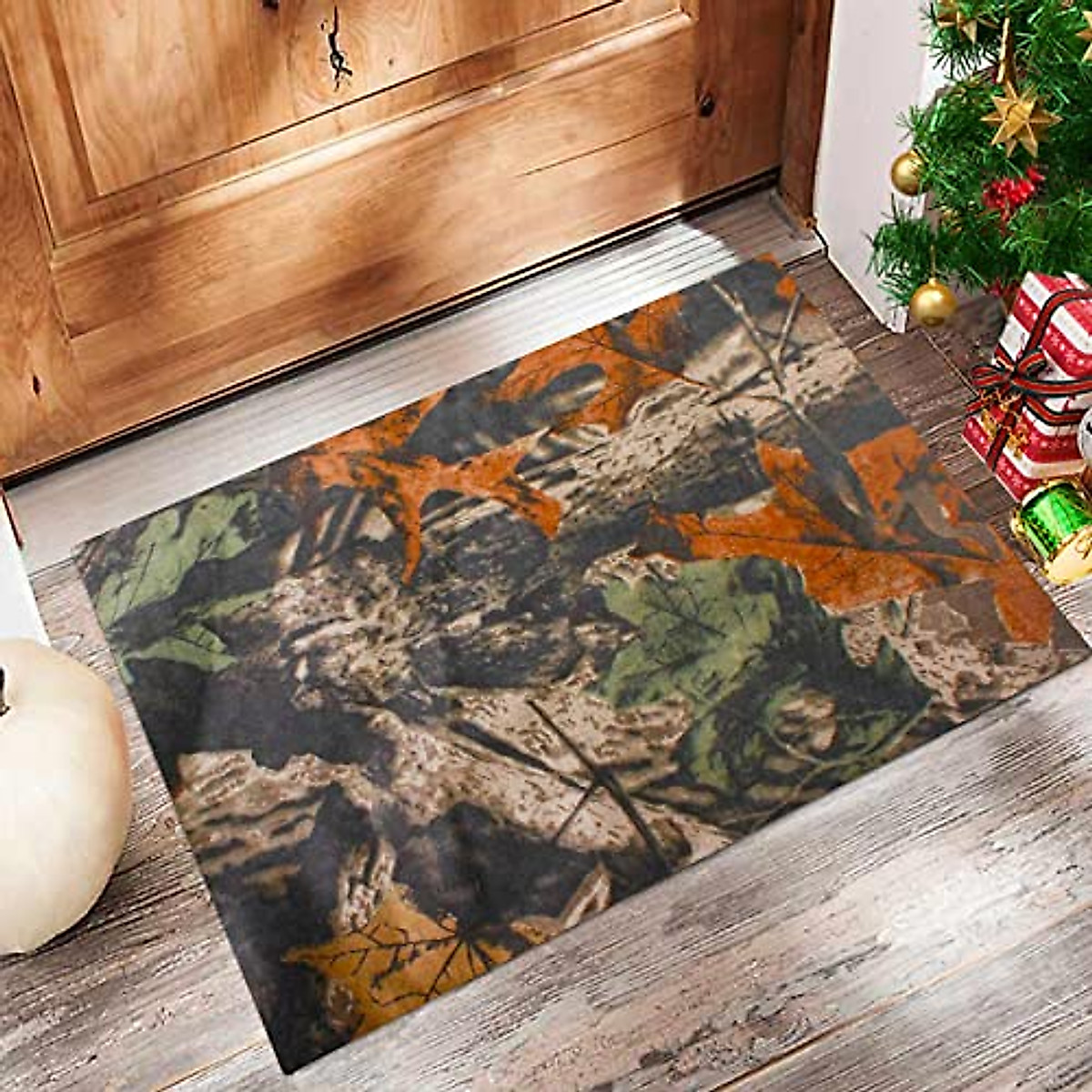 Oueoty Camo Area Rug 2x3ft/24x36in/60x90cm,Leaves Camouflage Area Rug Mat for Living Dining Dorm Room Bedroom Home Decorative