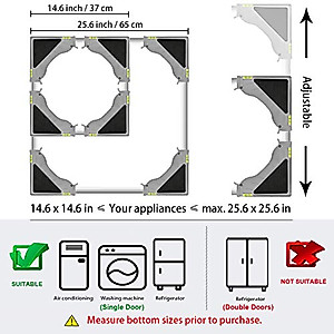 Washing Machine Stand with 4×2 Swivel Wheels + 8 Feet, Mobile Roller Base with Lockable Rubber Wheels, Adjustable Movable Mini Fridge Stand, Universal Dolly Dryer/Refrigerator Pedestal by DOUBLE ELITE