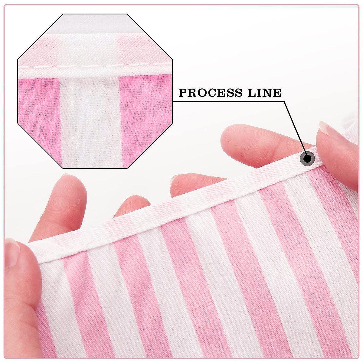 GCQQ 40Ft Pink White Party Decoration, 42Pcs Large Striped and Checkered Fabric Banner Garland, Triangle Banner Flags for Valentine's Pink Party, Wedding, Bridal Baby Shower, Home Nursery Decoration