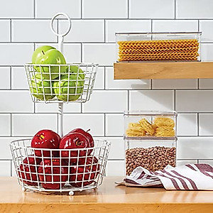 mDesign Plastic Kitchen Pantry and Fridge Storage Organizer Box Containers with Hinged Lid for Shelves or Cabinets, Holds Food, Snacks, Canned Drinks, Seasoning, Condiments, or Utensils, 4 Pack, Clear