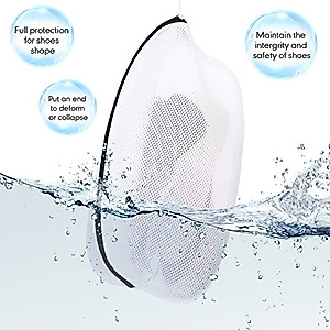 Nuogo Shoe Wash Bags Reusable Mesh Shoe Washing Bags for Washing Machine White Shoe Laundry Bag with Zipper Multi Use Laundry Travel Bag for Sneaker Cleaning (6 Pcs)