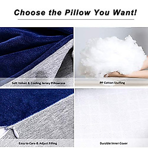 MOON PINE 60 inch Pregnancy Pillow, Detachable U Shape Full Body Pillow for Maternity Support, Sleeping Pillow for Pregnant Women (Grey&Blue-Velvet&Jersey)