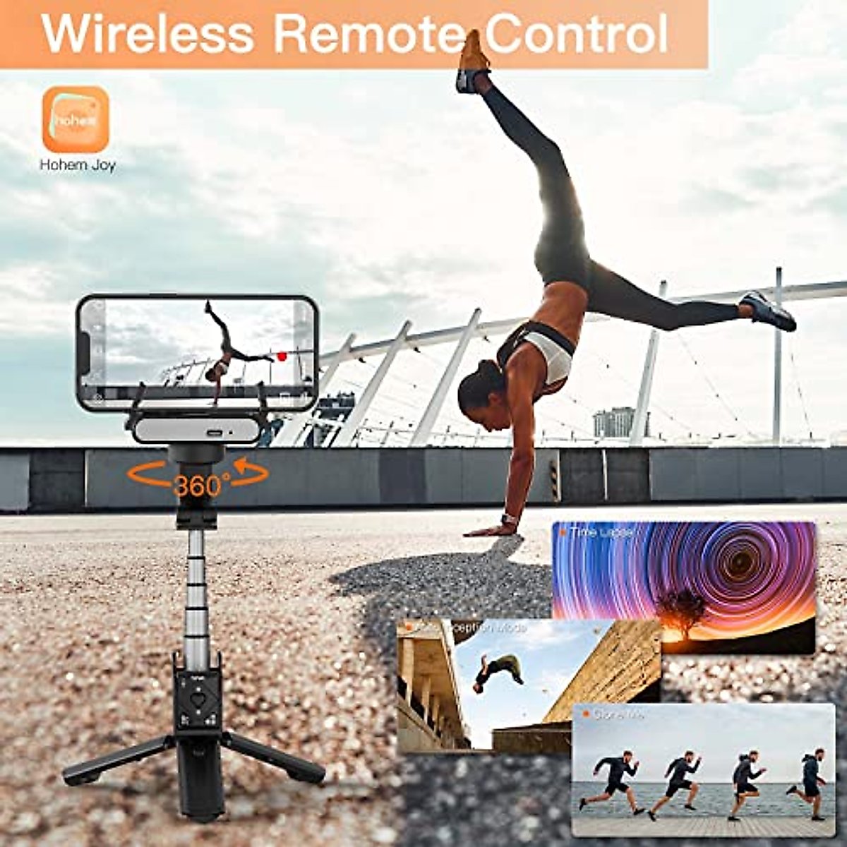 Gimbal Stabilizer for Smartphone, 2 Axis Selfie Stick Tripod with Face Tracking, 360° Rotation, 4 in 1 Portable Phone Tripod w/Extendable Stick for iPhone 14/Android Video Recording hohem iSteady Q
