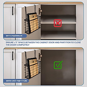 SPACIOR 2 Pack Over the Cabinet Door Organizer Holder with Multipurpose Hooks. Kitchen Cabinet Door Organizer and Storage for Baking Sheets, Foil Wraps&Cleaning Supplies - Hanging Cutting Board Holder