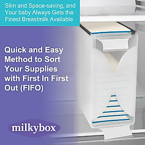Freeze Organizer and Tower for Breastmilk Storage Bags, Milkybox First-in First-Out Container Storing System with Quick-Freeze Tray to Freezing Breastmilk, Reusable and Breastfeeding Essentials