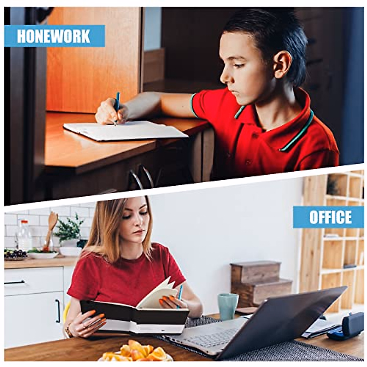 EMOMAS Lined Journal Notebook, 3Pack(1black-1blue-1grey), 160 Pages, Medium 5.7 inches x 8 inches - 100 gsm Thick Paper, Hardcover