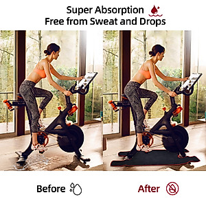 Exercise Bike Sweat Towel Mat, Super Absorbent Spin Bike Sweat Guard, Anti Slip & Machine Washable Mat Compatible with Peloton Bike, Peloton Accessories Black/Red