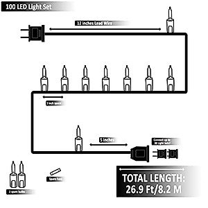 Orange LED Halloween String Lights 100 Outdoor Indoor Mini Christmas Tree Lights Set 26.9 Ft Black Wire Halloween Harvest Fall Lighting Holiday Décor Decorations