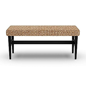 Unknown1 Black/Natural Water Hyacinth Bench Black Tan Solid Rustic Transitional Foam MDF Finish Wood