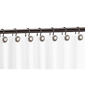 Oil Rubbed Bronze Shower Curtain Hooks, Decorative Sunflower Shower Curtain Rings for Bathroom Shower Curtain Rods and Liner,Metal Shower Hooks, Floral Pearl Shower Rings for Curtain Set of 12