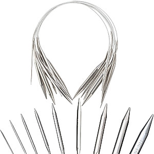 9 Pieces Size Marked US 0-15 Circular Knitting Needles Stainless Steel Knitting Needles Set for Beginner (16 Inch)