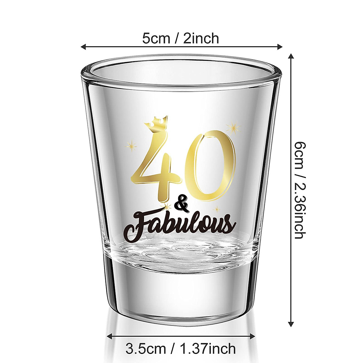 2 Pieces 40 and Fabulous Shot Glass 2 oz Black gold 40th Birthday Wine Glasses for Women and Men Celebrate 40th Birthday Decoration