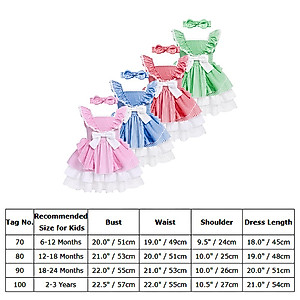 Toddler Baby Girl Tutu Dress Pink Plaid Dress Infant Pink Plaid Baby Girl Outfit Summer Sleeveless Stirped Ruffle Dress Bowknot Princess Birthday Party Dress Sundress with Headband Set Pink 6-12 Month
