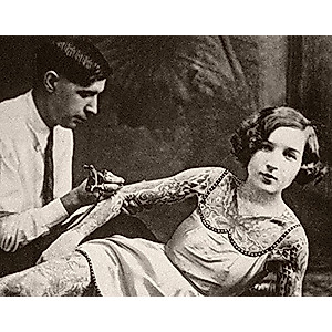 Tattoo Decor - Quirky Tattooed Lady Bizarre Strange Weird Vintage Photo - 11x14 Unframed Art Print - Perfect Tattoo Shop Decor, Tattoo Artist Gifts, Tattoo Sign and Decorations for Parlor