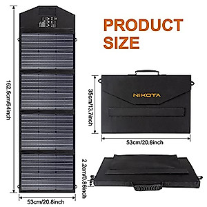 Nikota 100W Portable Solar Panel Foldable Solar Panels Charger Compatible with Jackery/Nikota Power Station,with USB 3.0 USB 2.0 DC Ports and Kickstand,for Camping, Hiking,RV Trips… Black