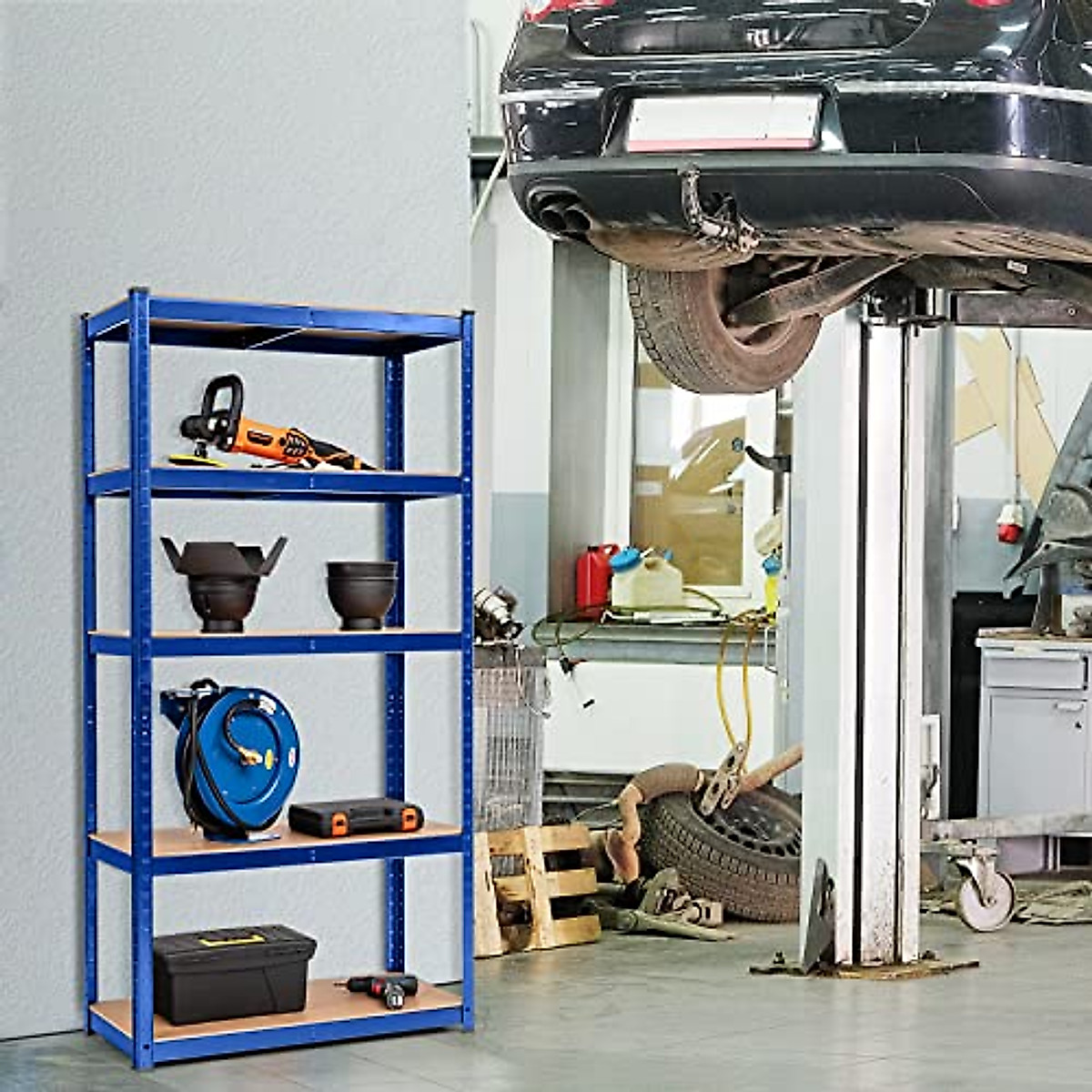 IRONMAX Metal Garage Storage Shelving, 5 Tier Adjustable Rack Shelf Organization, Heavy Duty Shelves Unit for Warehouse Pantry Closet Kitchen Basement, 30’’W x 12’’D x 60’’H (4, Navy Blue)