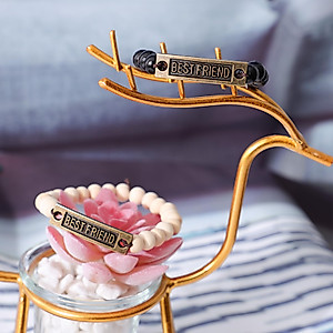 MILAKOO 2 Pieces Inspirational Friendship Bracelets - Best Friends Distance Wooden Bracelets