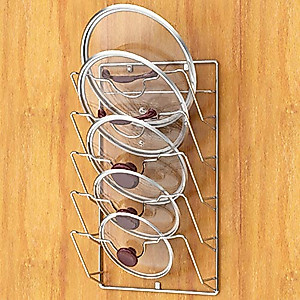 Wall Door Mounted Pot Lid Rack, Chrome Finish