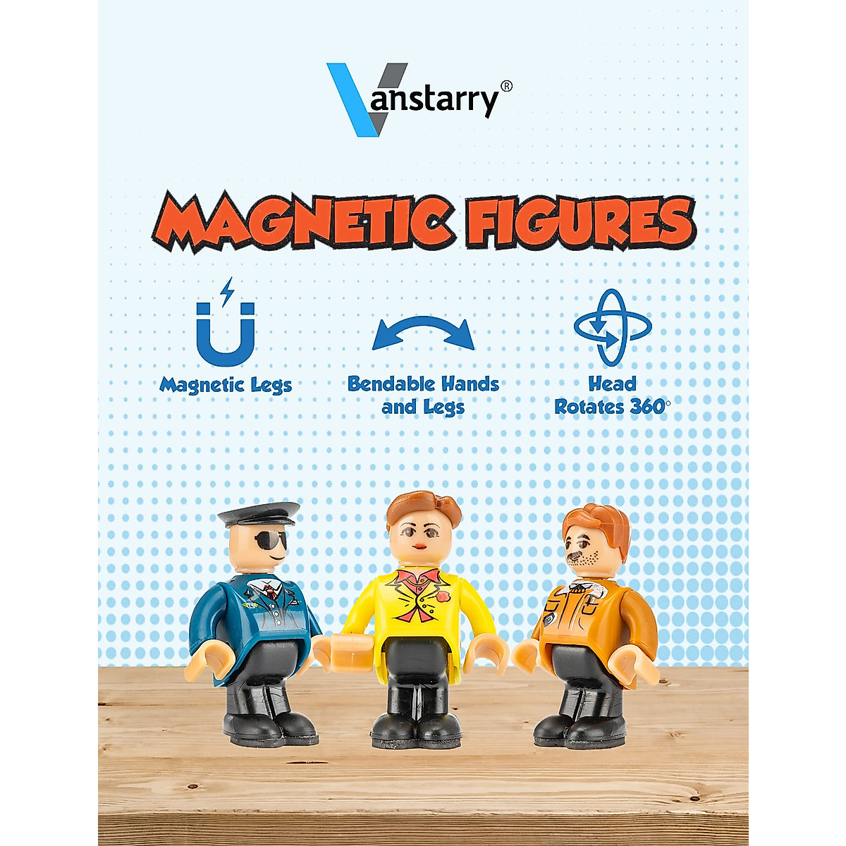 Vanstarry Magnetic Figures,Community Figures Set of 16 Pieces,Play People Perfect for Magnetic Tiles,STEM Learning Toys Children,Magnetic Tiles Expansion Pack (16 Magnetic Figures)