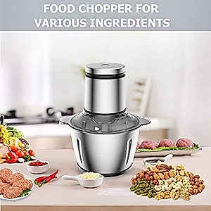 Food Chopper Electric, LINKChef Meat Grinder Electric 400W Food Processor 8 Cup 2L Stainless Steel Meat Blender Mini Food Chopper for Meat, Vegetables, Fruits and Nuts with 4 Sharp Blades
