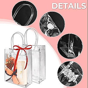 CZWESTC 36 Pcs Clear PVC Gift Bags with Handles, Small Transparent Gift Wrap Bags, Clear Tote Bag, Reusable Shopping Bags with Handle for Merchandise, Retail, Small Business (9.06 x 6.3 Inch)