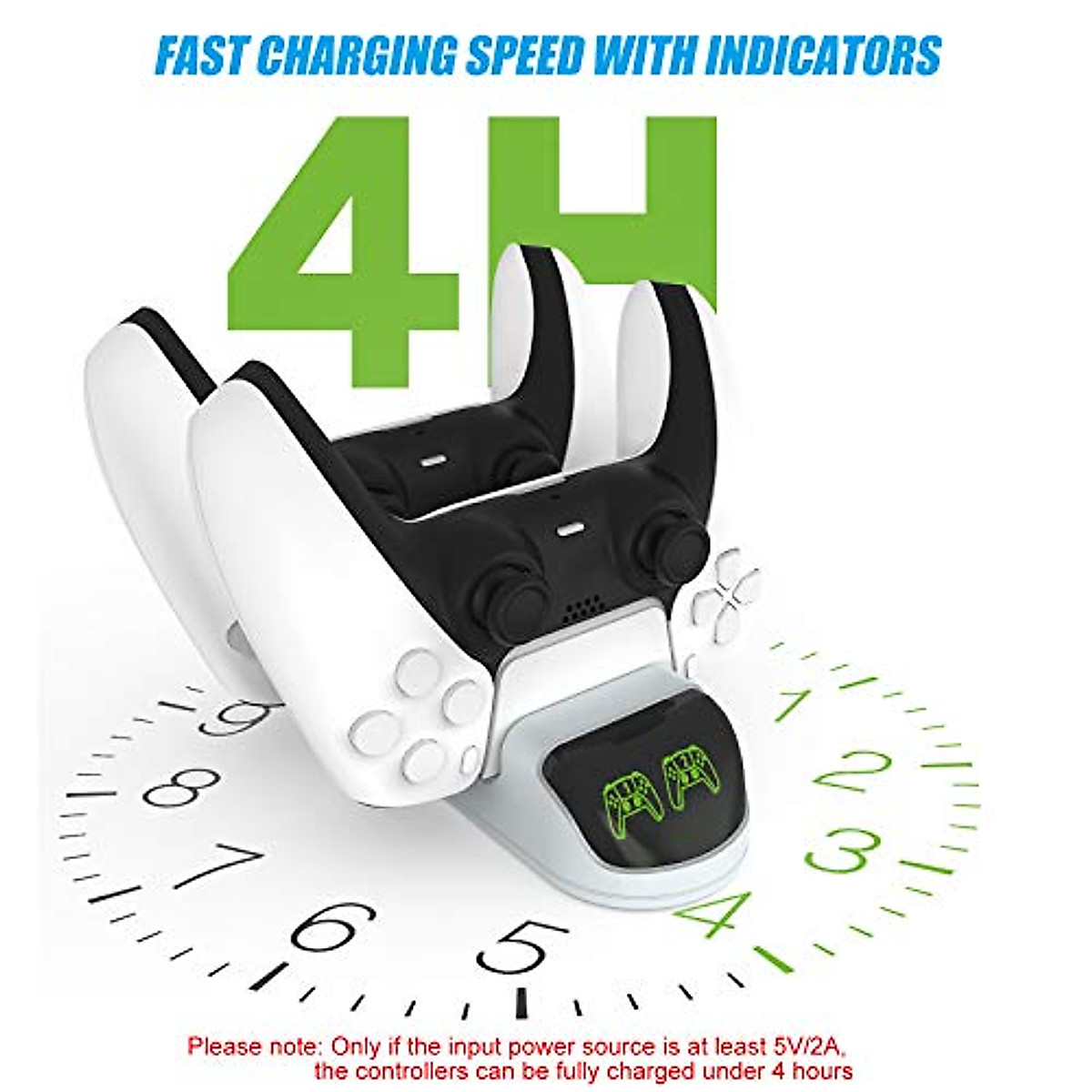 PS5 Controller Charger, Etpark Upgraded PS5 Charging Station Dock with LED Indicator, Safety Chip Protection, Dual USB Type C Fast Charging, White