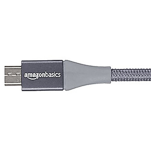 Amazon Basics Double Braided Nylon USB 2.0 A to Micro B Cable, 10 Feet, Dark Gray