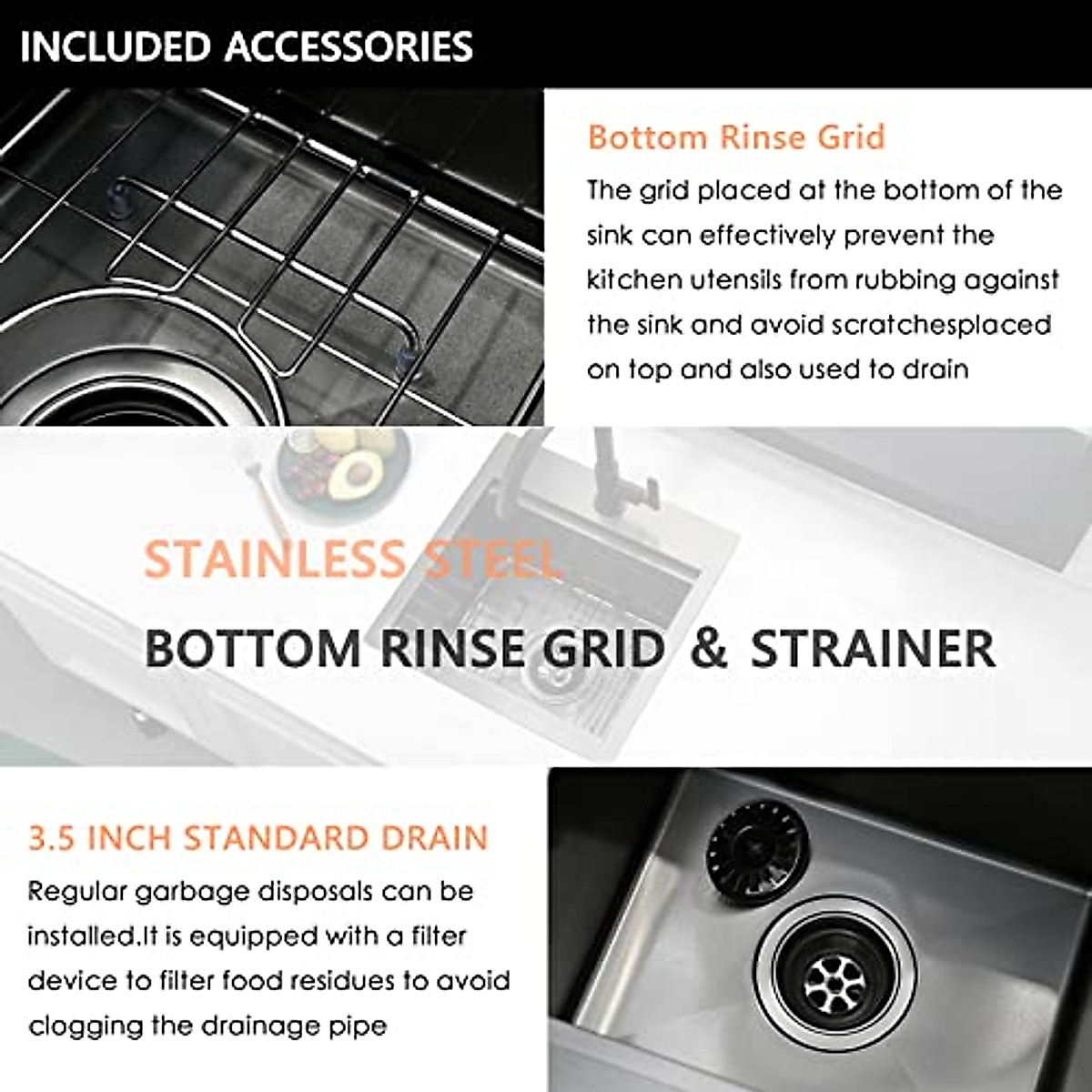 15 Inch Bar Sink Drop In Workstation - HACHENL 15x15 Inch Small Bar Prep Sink Drop in Topmount Kitchen Sink Black 16 Gauge Stainless Steel Single Bowl Outdoor or Bar Sink With Grid&Drain&Cutting Board