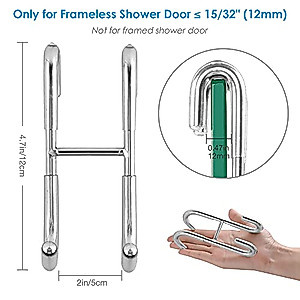 Simtive Shower Door Hooks (2-Pack), Towel Hooks for Bathroom Frameless Glass Shower Door, Shower Squeegee Hooks, Silver