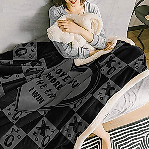 Sherpa Fleece Blanket Ultra Soft Throw Blanket - Valentine's Day I Love You More The END I Win Dark Grey - Fuzzy, Cozy, Shaggy, Warm - Reversible Microfiber Blanket for Bed Sofa Couch, 49 x 79 Inches