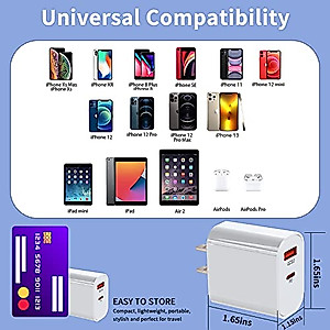 20W USB C Wall Charger Block, 2-Pack Fast Charging Block, Dual Port PD Power Delivery Type C Charger Adapter Plug Compatible with iPhone 14 Pro Max/13/12/11/Mini/SE X XS,Galaxy and More