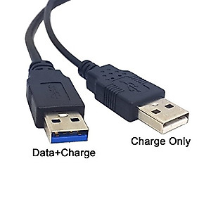 CY USB 3.0 Female to Dual USB Male Extra Power Data Y Extension Cable for 2.5" Mobile Hard Disk Black Color