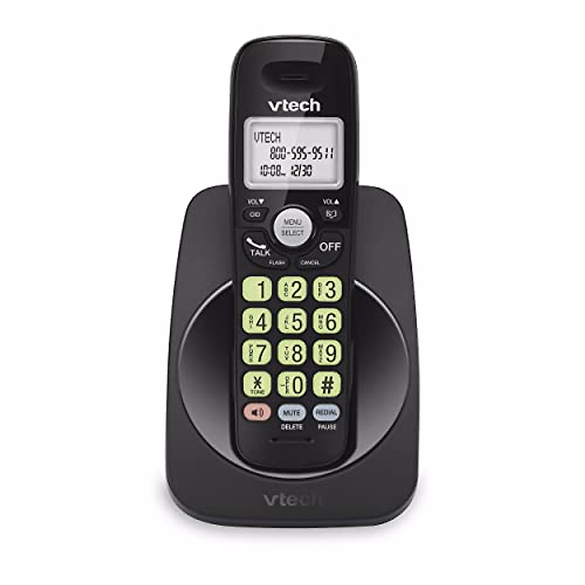 VTech VG101-11 DECT 6.0 Cordless Phone for Home, Blue-White Backlit Display & Big Buttons, Full Duplex Speakerphone, Caller ID/Call Waiting, Easy Wall Mount, Reliable 1000 ft Range (Black)