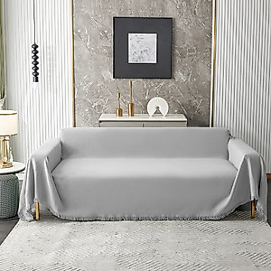 MYSKY HOME Couch Cover Sofa Covers Sectional Couch Covers for 3 Cushion Couch Sofa Cover for Living Room L Shaped Sofa Slipcovers for Dogs (X-Large, 71" x 118", Light Grey)