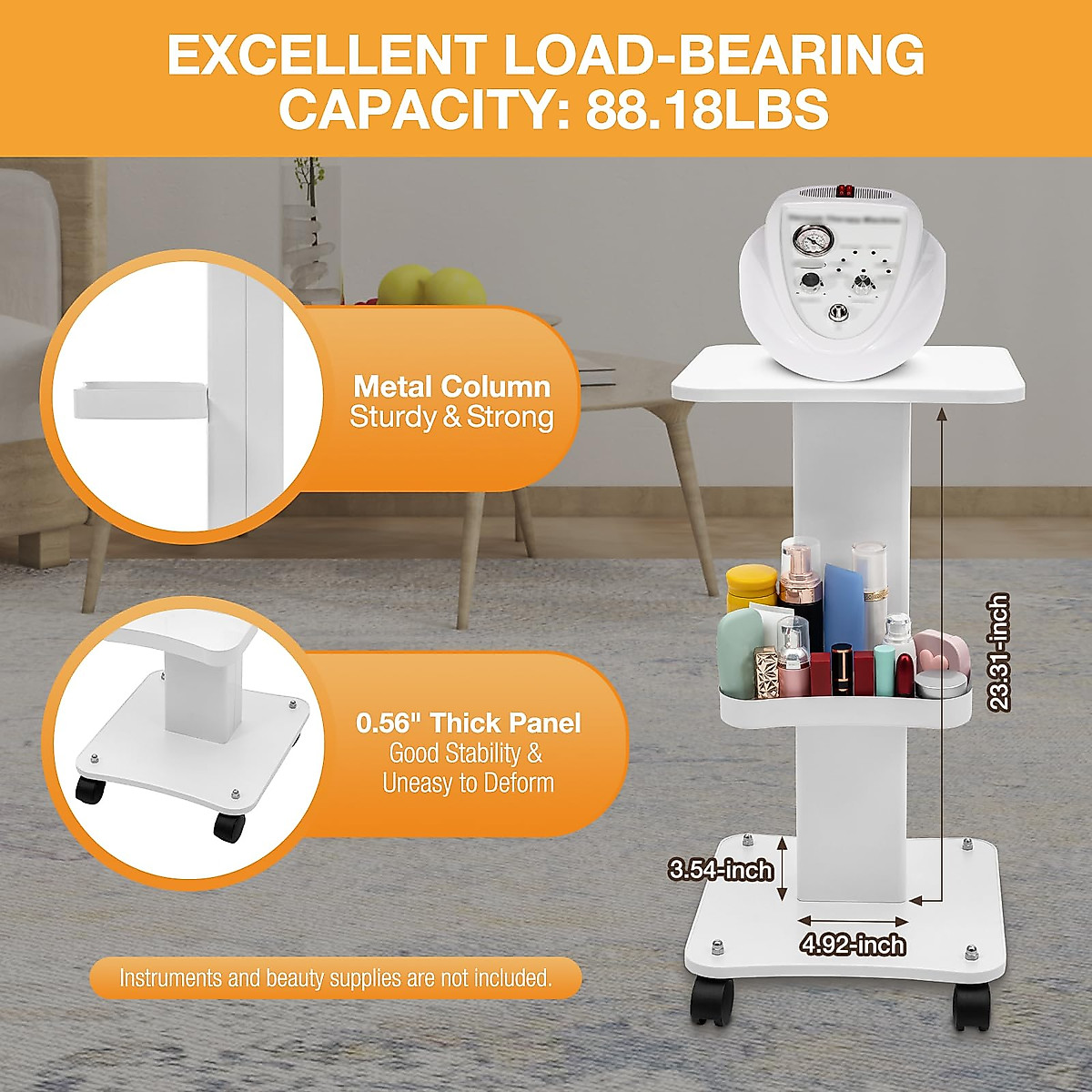 Trolley with Shelf, Multi-Functional Trolley,Suitable for Beauty Salon Hospital Barbershop Laboratory Placing Tools and Instruments