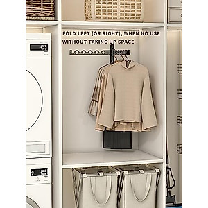 Dr.DJ Wall Hanger for Clothes, Coat Hanger Wall Mounted Silver Retractable Clothes Drying Organizer Rack Garment Hooks Aluminium Folding Indoor Wall Wall Hanger Space Save (2 Racks)