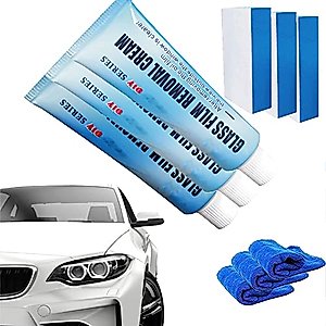 LONGLUAN Car Glass Oil Film Cleaner, Glass Oil Film Removing Paste, Car Windshield Oil Film Cleaner, Car Windshield Cleaning Cream, Safety and Long-term Protection (3pcs)