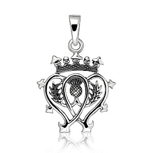 WithLoveSilver Solid Sterling Silver 925 Classic Scottish Style Luckenbooth and Thistle Pendant