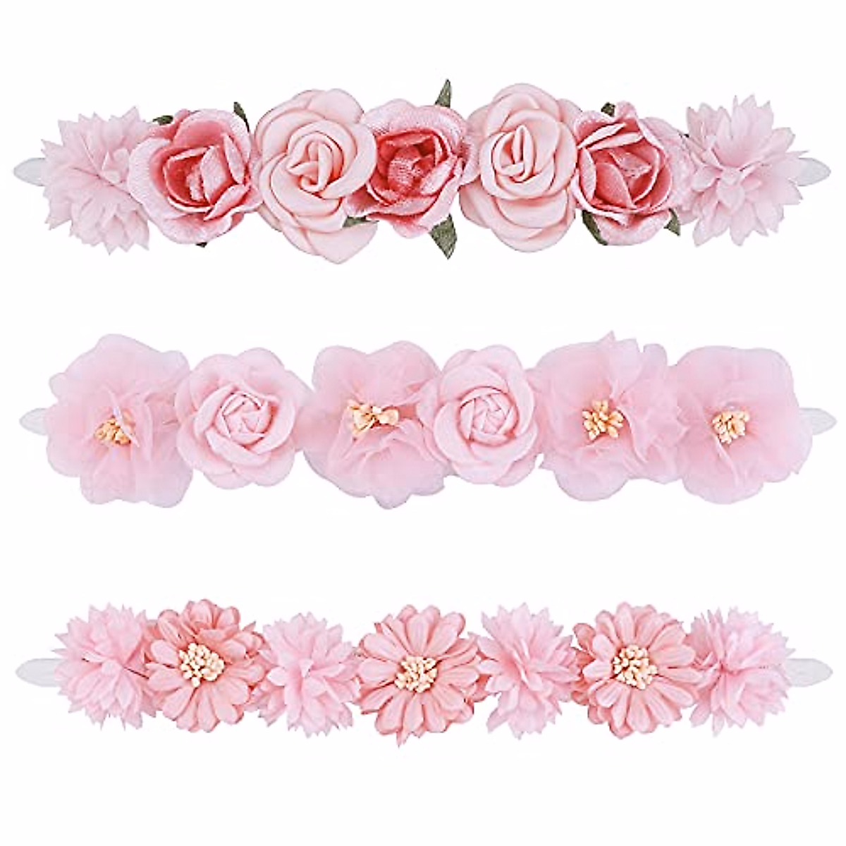 BFNAAgirl Flower Headband for Baby Girl Elastic Baby Floral Headbands Crown Hairbands Hair Accessories for Newborn Infant Toddlers Kids 3pcs/set