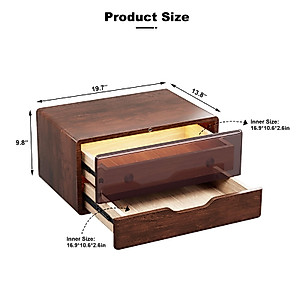 MUSSTUFIC Floating LED Nightstand, Smart Sensor Bedside Wall Mounted Wood Side End Table with 2 Storage Drawers for Bedroom Dorm Small Space, Dark Walnut (Walnut, 1 pcs)