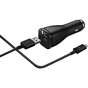eFa Fast 15W Car Charger Works for Samsung SM-A600A with Adaptive Fast Charge 2.0 and MicroUSB Data Cable!