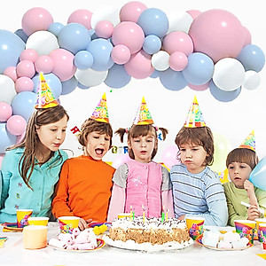 Gender Reveal Balloon Arch Kit 124 Pcs Pink and Blue and White Balloons Garland Kit for Boys Girls Gender Reveal Decorations Wedding Baby Shower Birthday Party Decorations, 5+10+12+18 inch