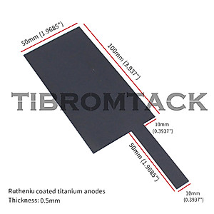 TIBROMTACK Titanium Electrode, Ruthenium Coated Titanium Anode Plate 4 x 2 x 0.02 Inches for Electrochemical Applications and Swimming Pool Cleaning, GHR093