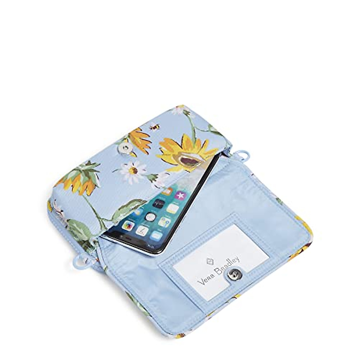 Vera Bradley Women's Recycled Lighten Up Reactive Compact Crossbody Purse With RFID Protection, Sunflower Sky, One Size